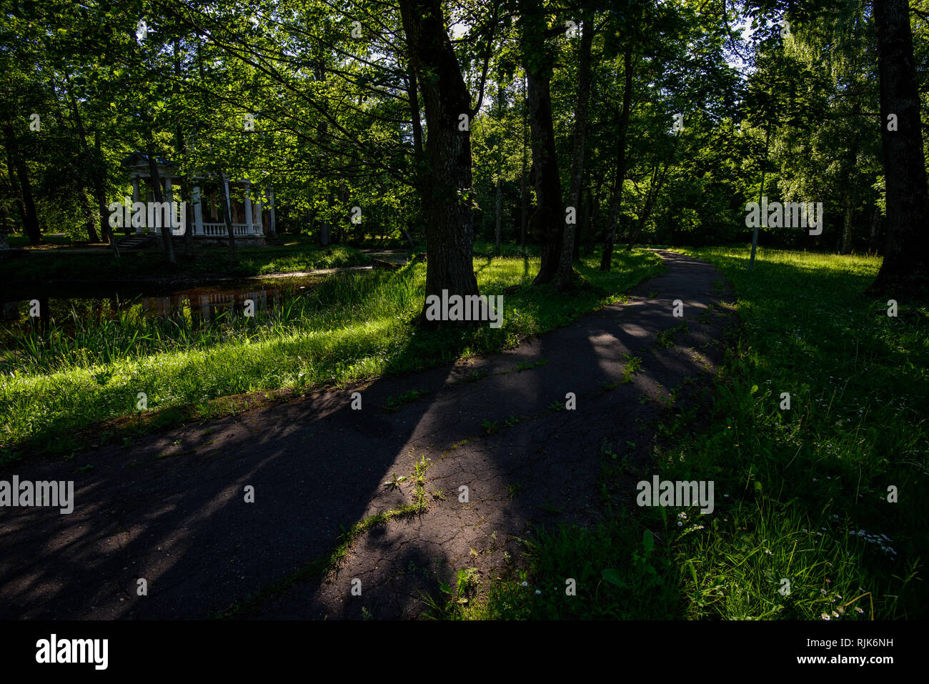 empty asphalt road outside city. countryside driveway with clean ...