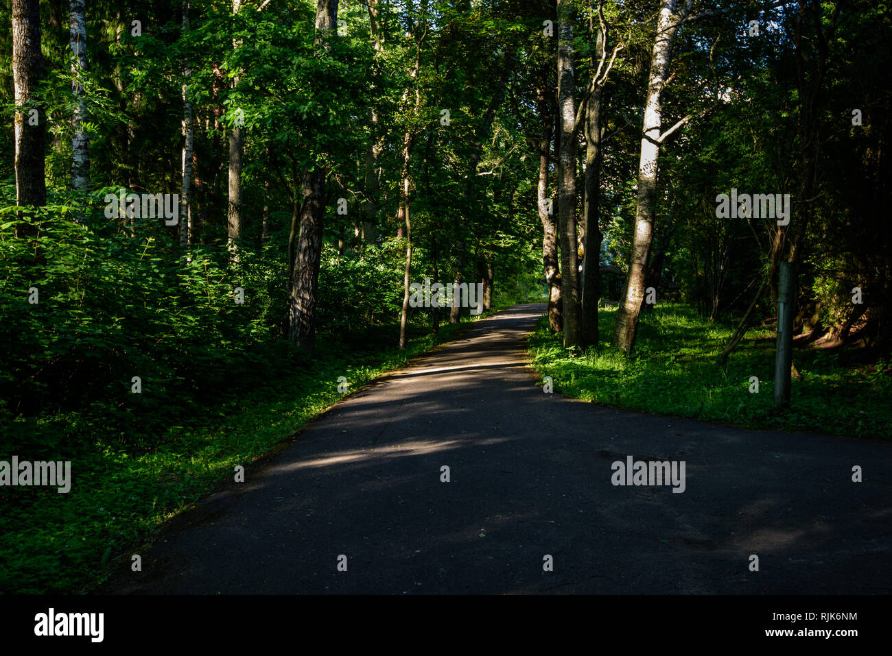 empty asphalt road outside city. countryside driveway with clean ...