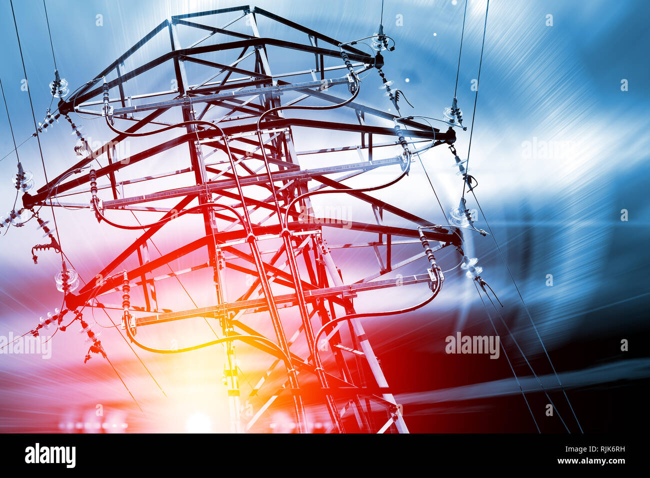 Pylon. Concept of electricity and energy.Technology and environment ...