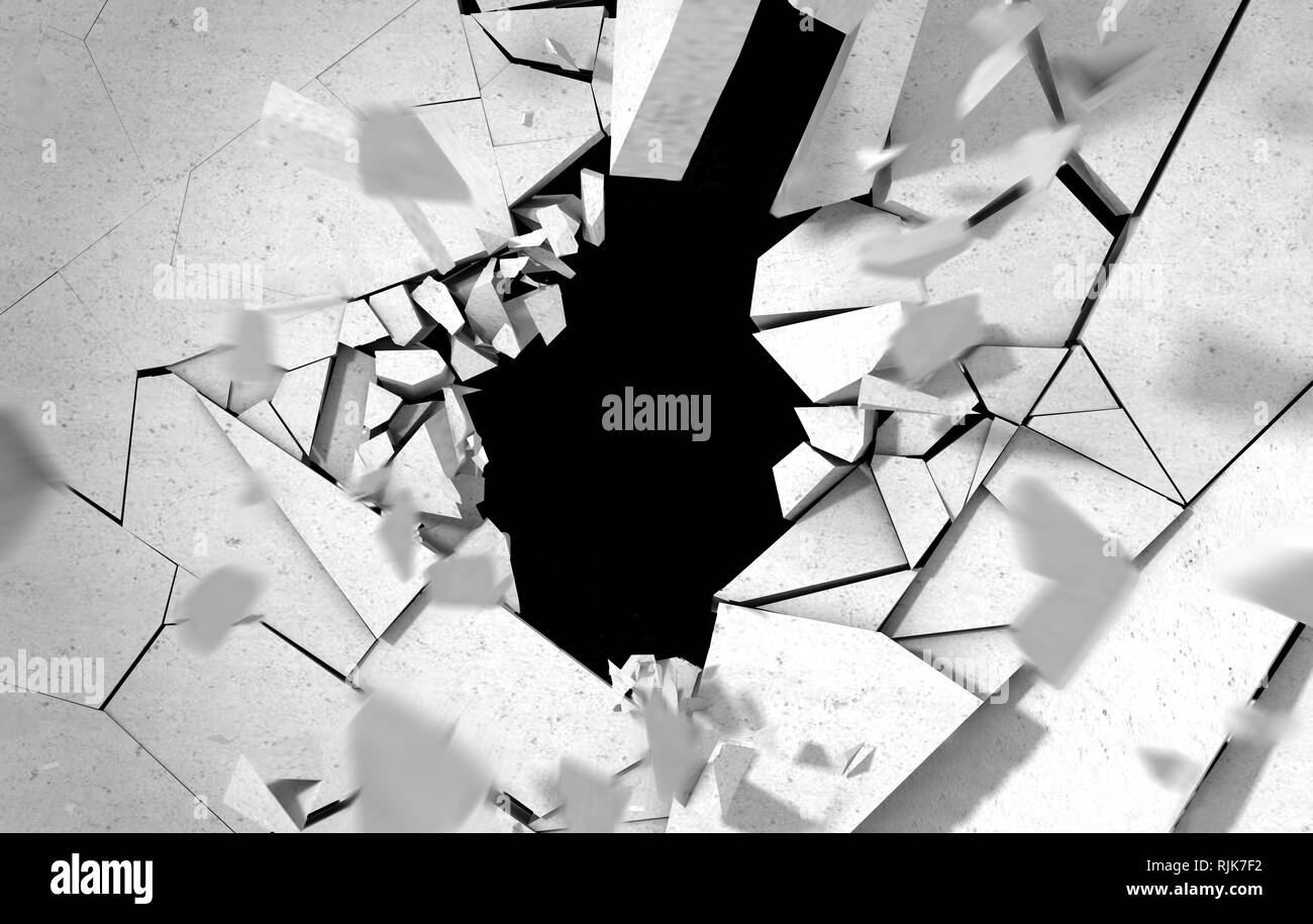 White Brick Wall Breaking Stock Photos & White Brick Wall Breaking ...