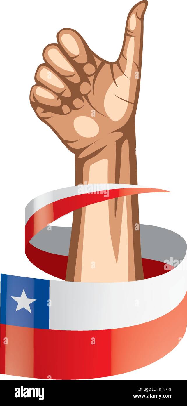 Chile flag and hand on white background. Vector illustration Stock ...