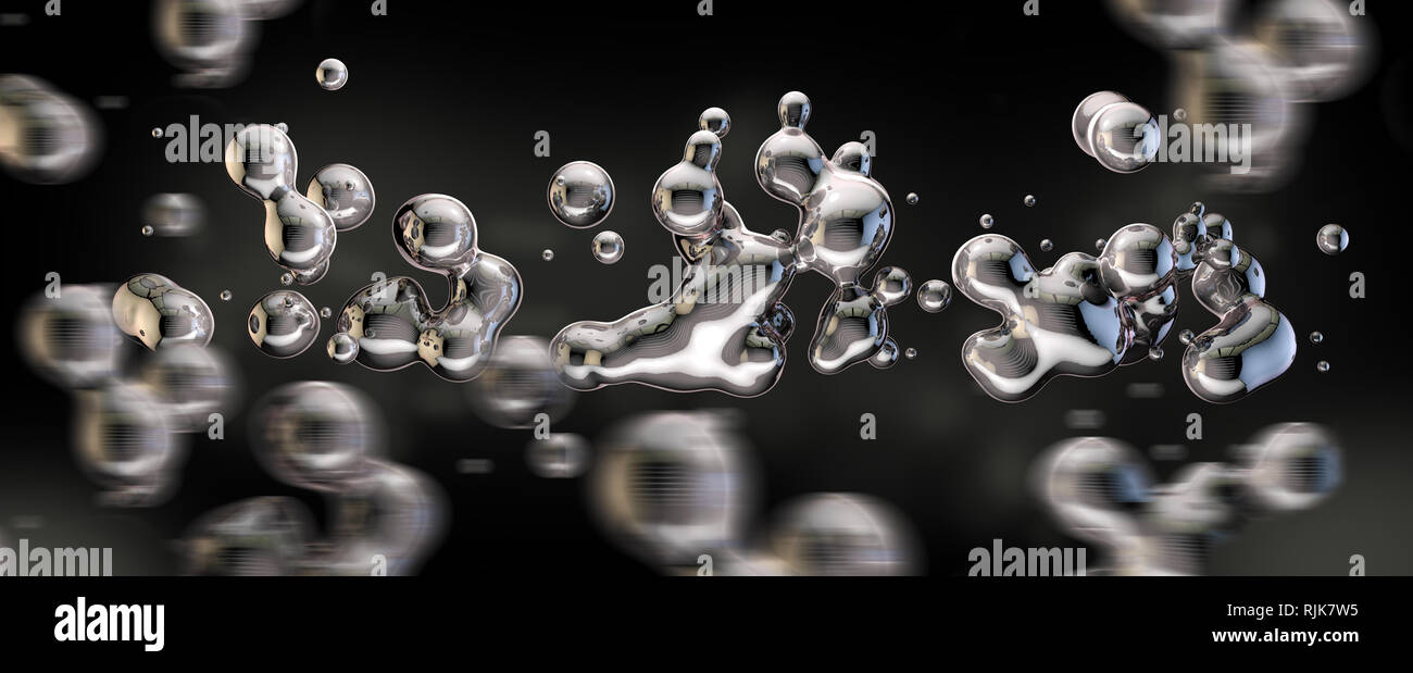 Ink or fluid shapes. Science physics and chemistry. Abstract tin or ...