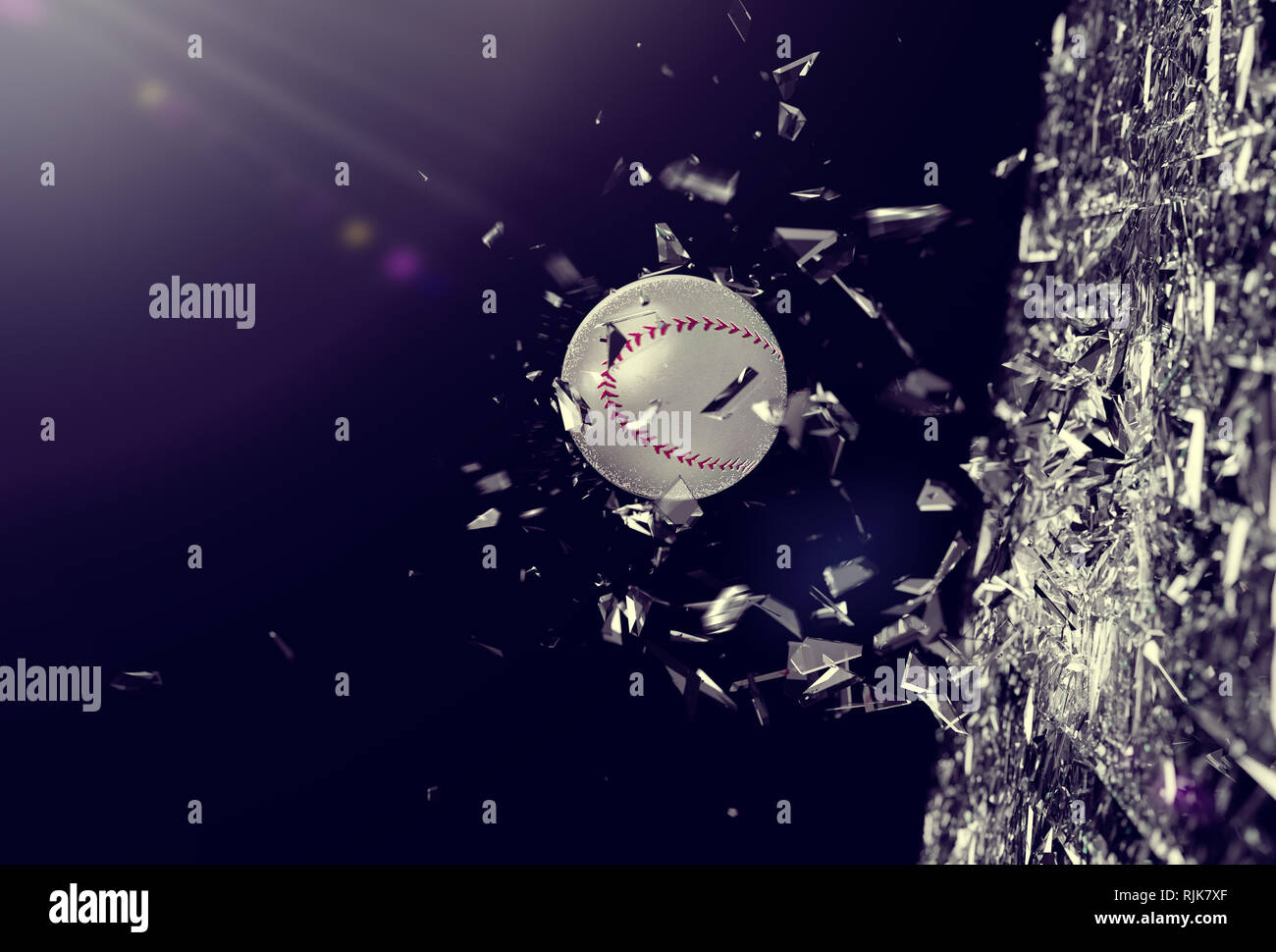 Baseball Ball In Motion Breaking The Glass Concept Of Action And Strength In Team Sport Sports