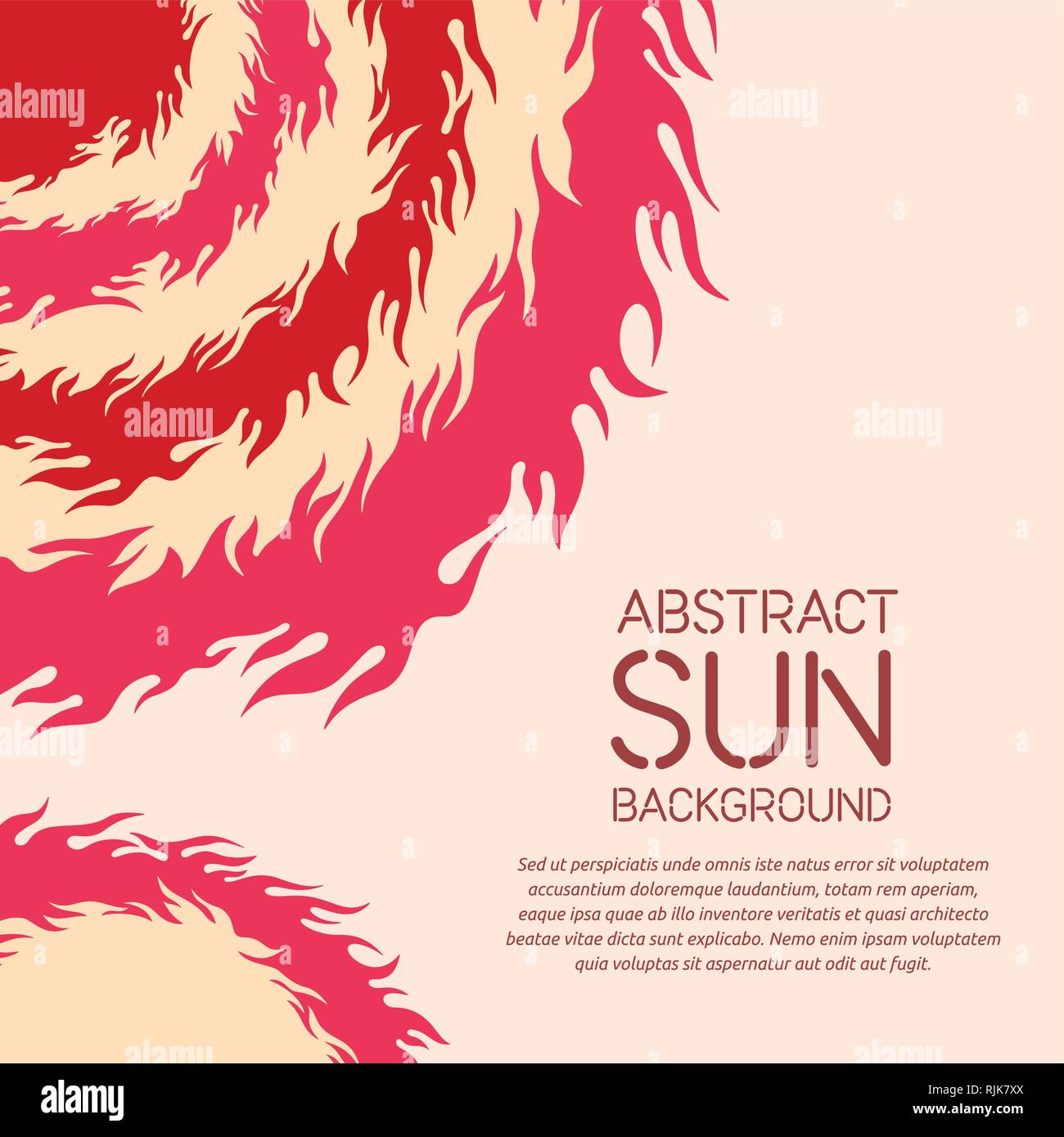 Abstract geometric background with sun theme. Flaming circles. Stylized ...