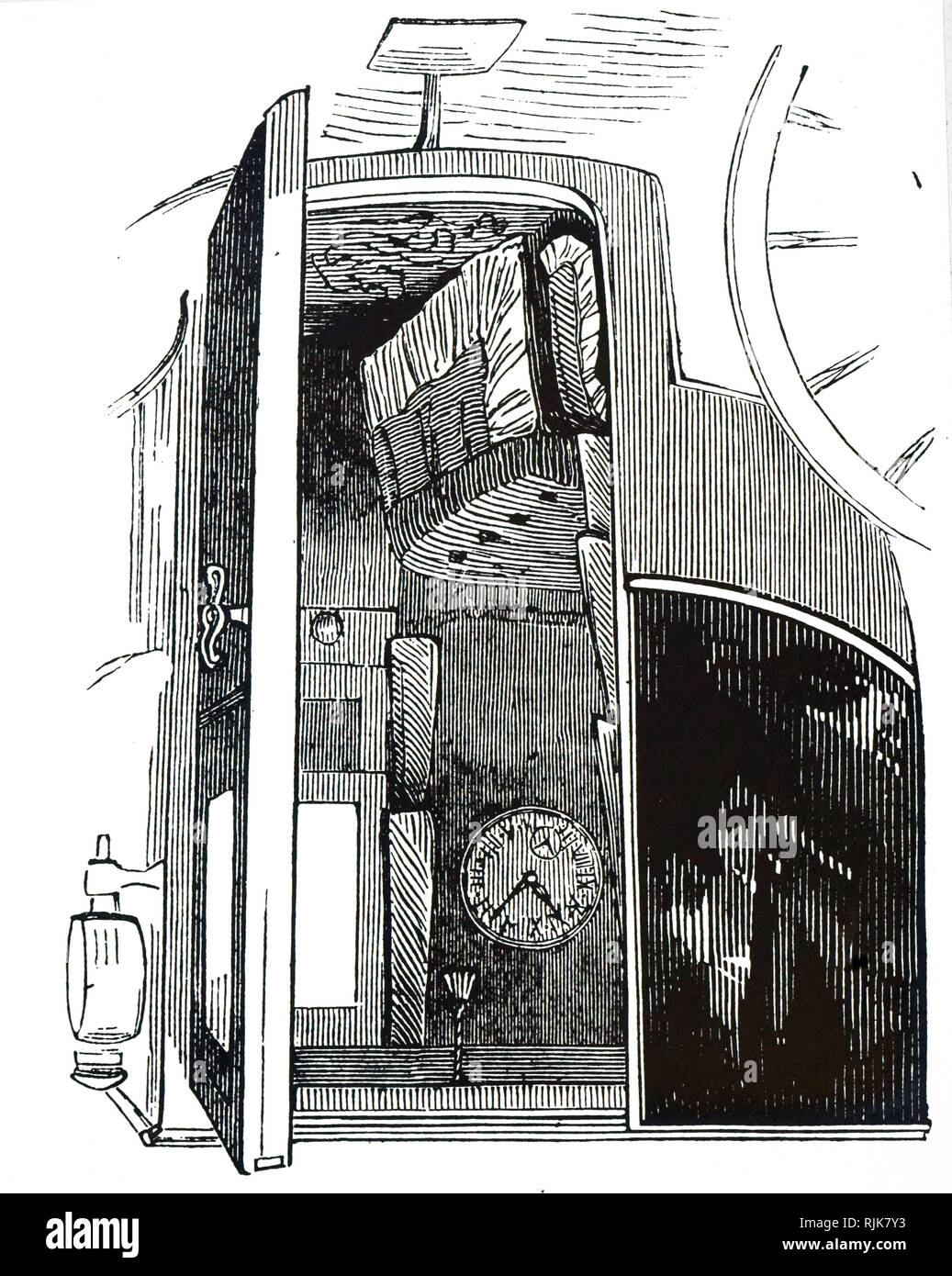 An engraving depicting the interior of a typical London cab, showing ...