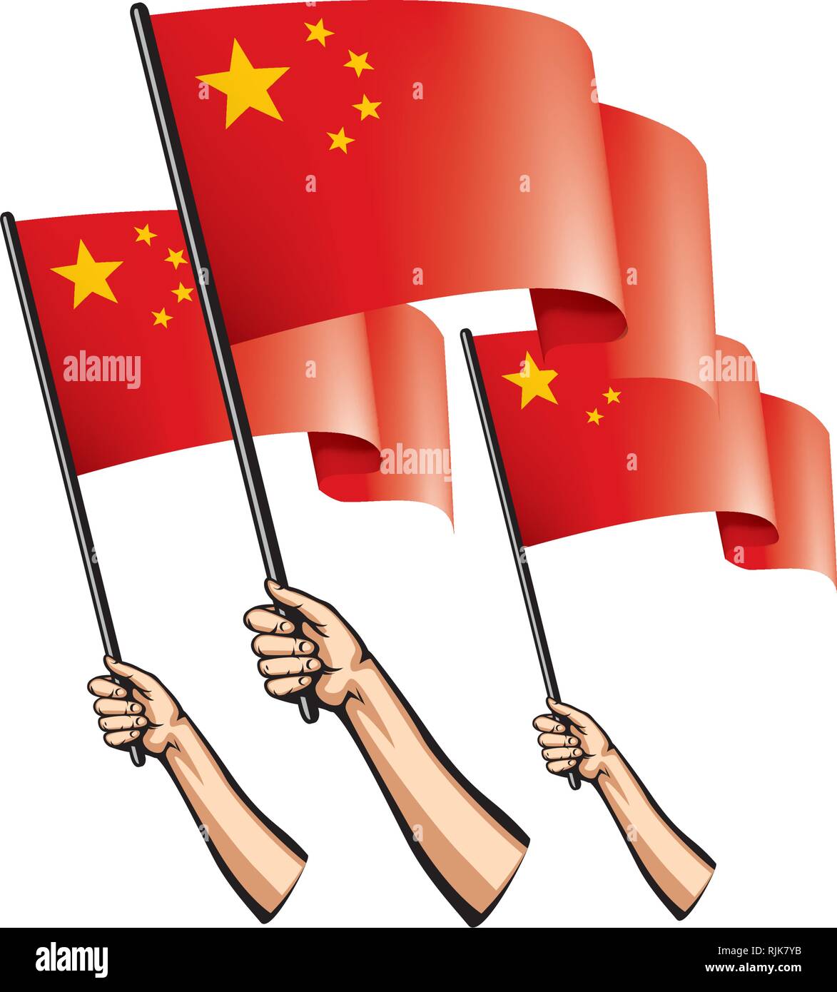 China flag and hand on white background. Vector illustration Stock ...