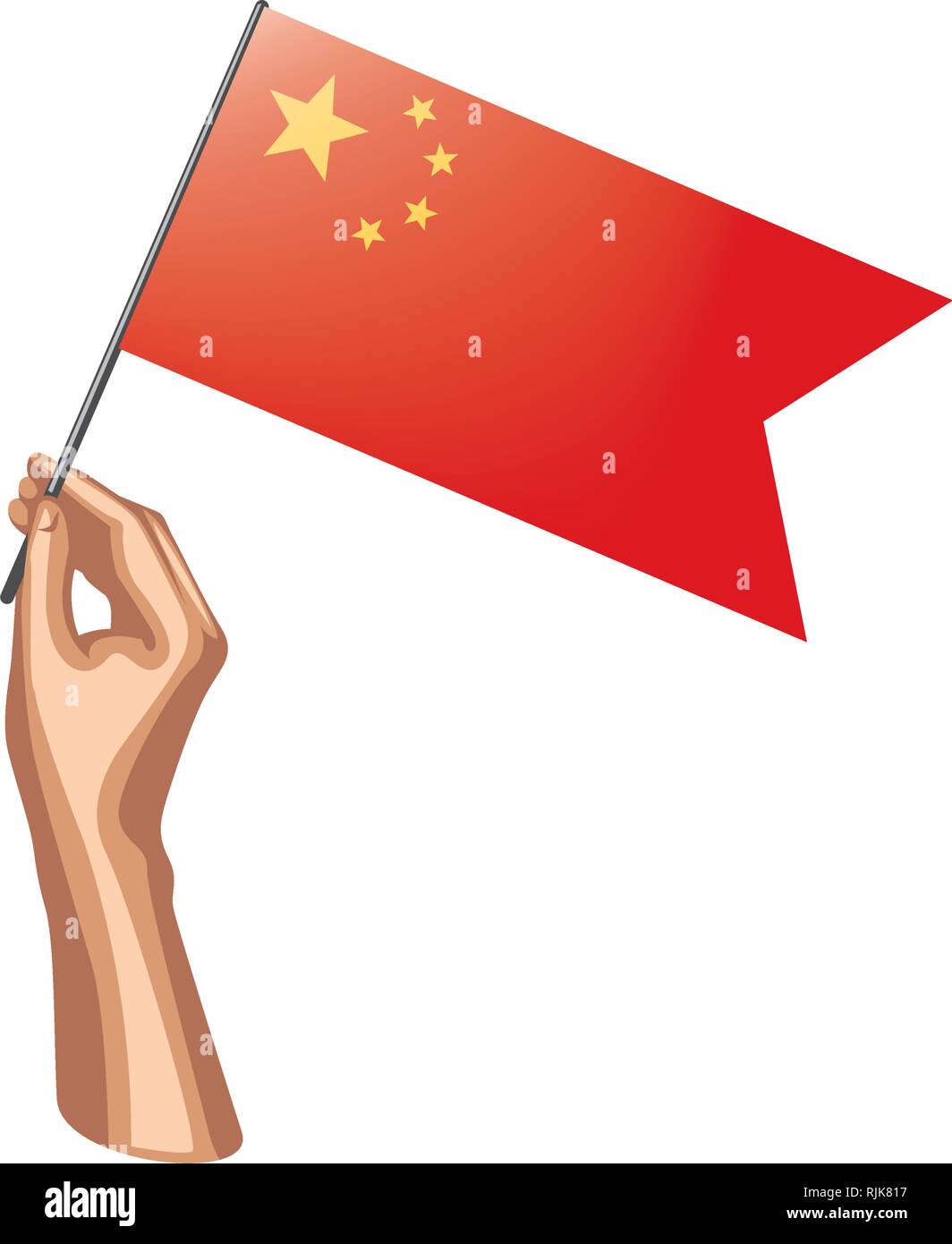 China flag and hand on white background. Vector illustration Stock ...