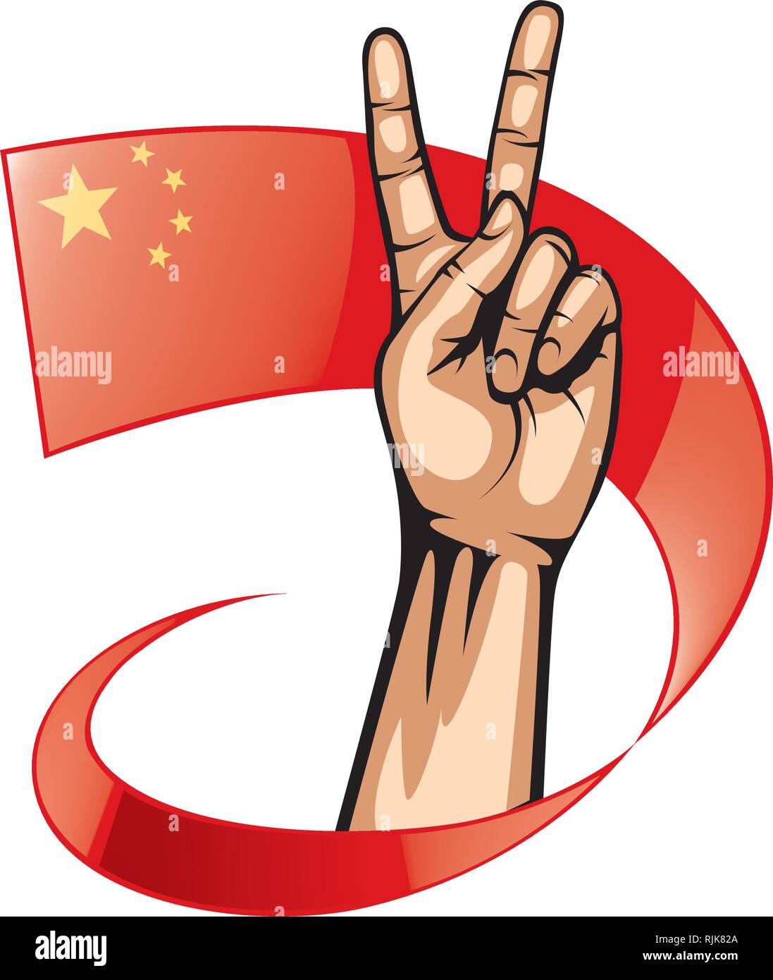 China flag and hand on white background. Vector illustration Stock ...