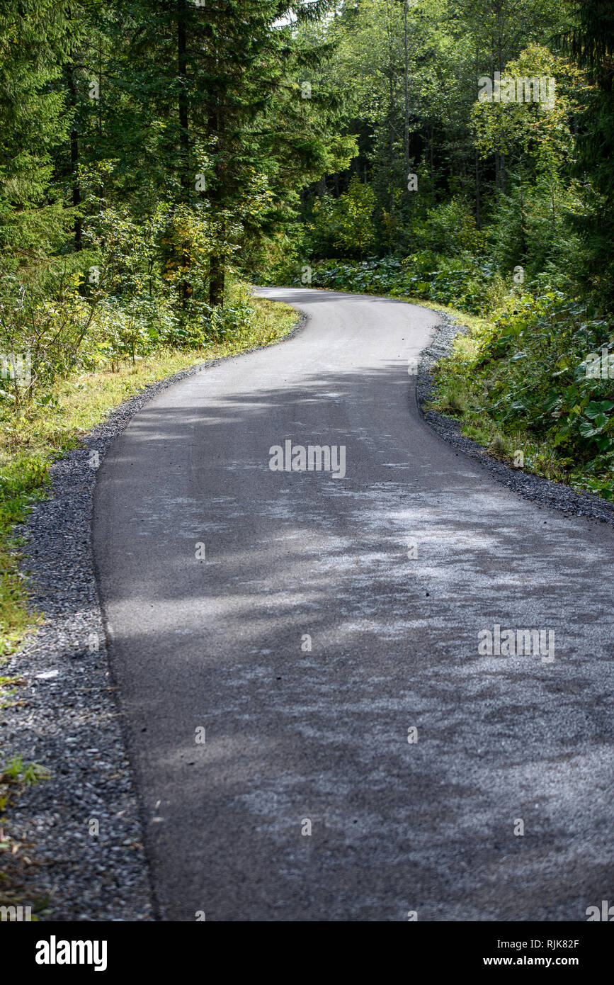 empty asphalt road outside city. countryside driveway with clean ...