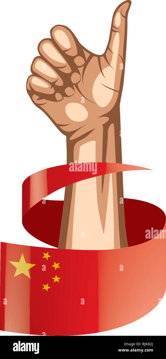 China flag and hand on white background. Vector illustration Stock ...