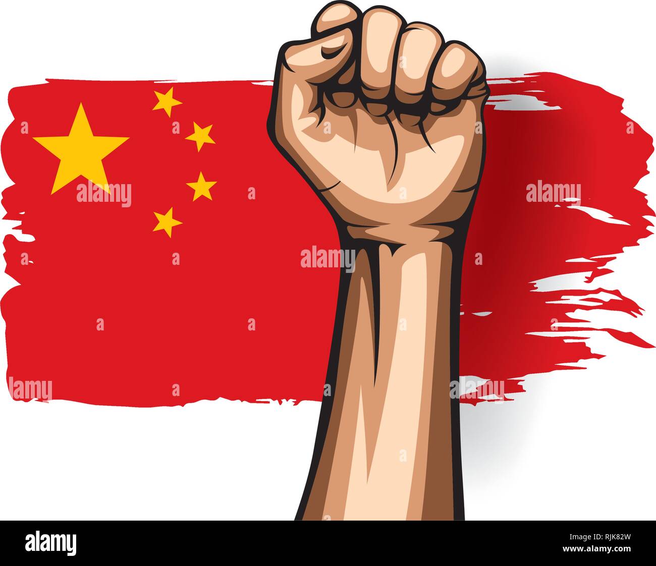 China flag and hand on white background. Vector illustration Stock ...