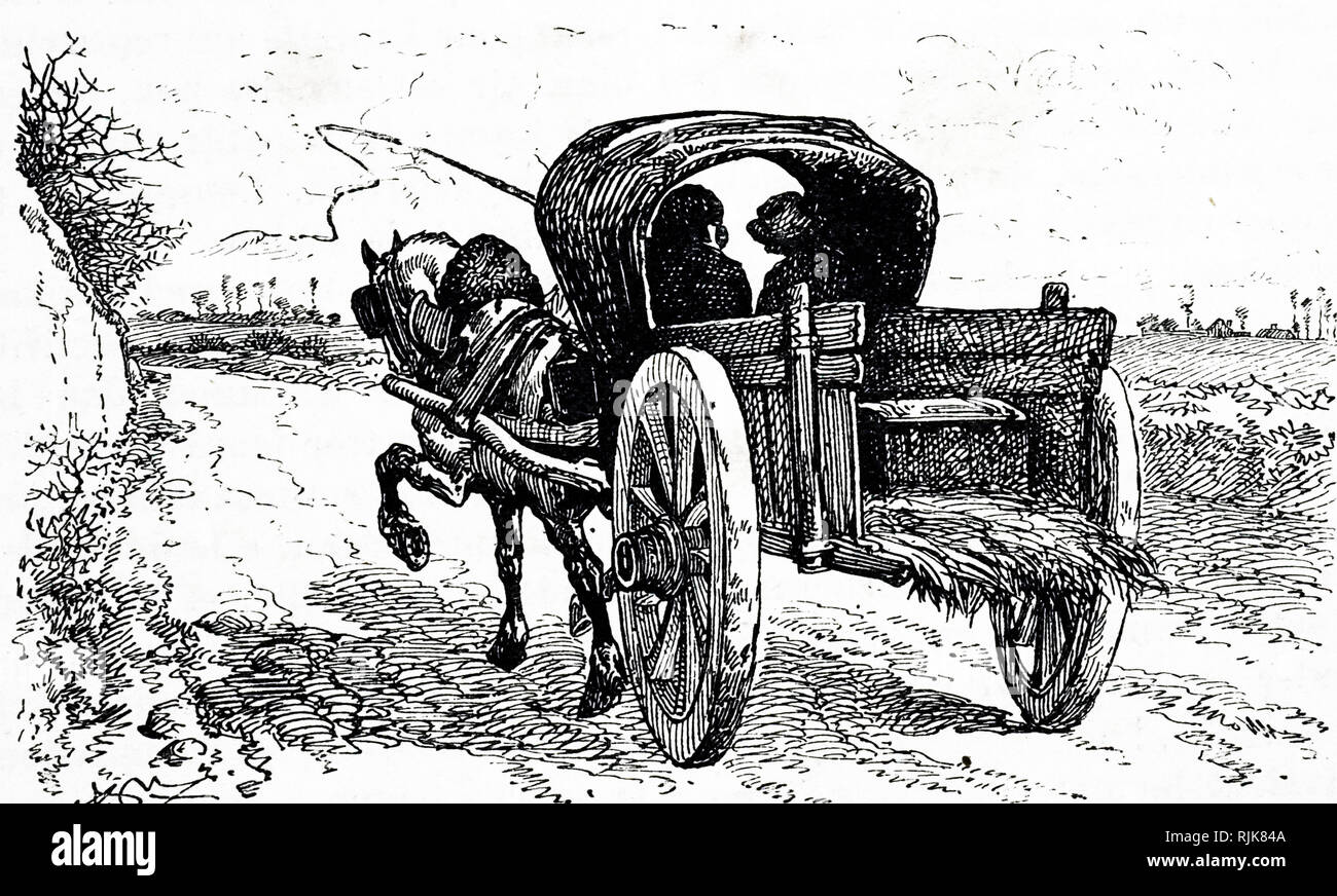 An engraving depicting a country cart. Dated 19th century Stock Photo ...