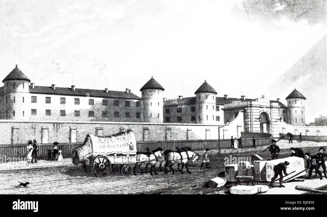 An engraving depicting a Carter in a smock and carrying a whip, leading ...