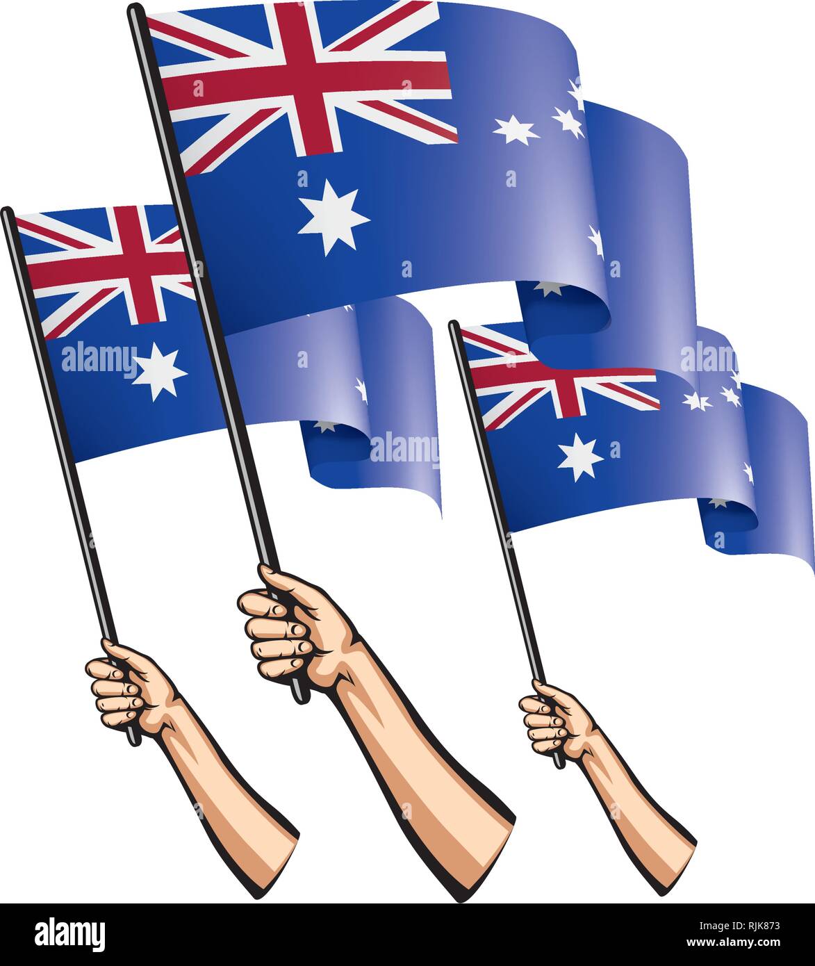 Australia flag and hand on white background. Vector illustration Stock ...