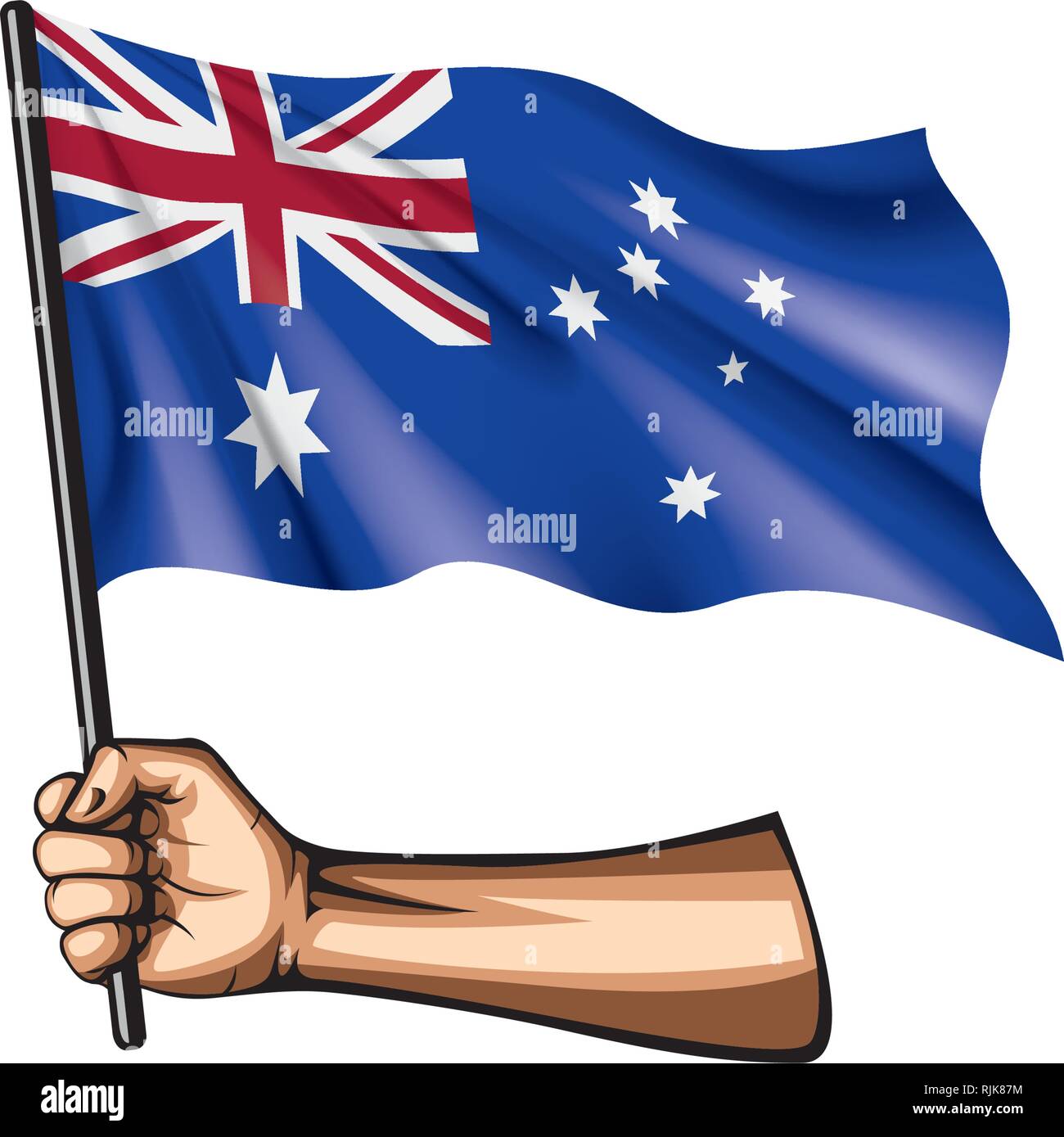 Australia flag and hand on white background. Vector illustration Stock ...