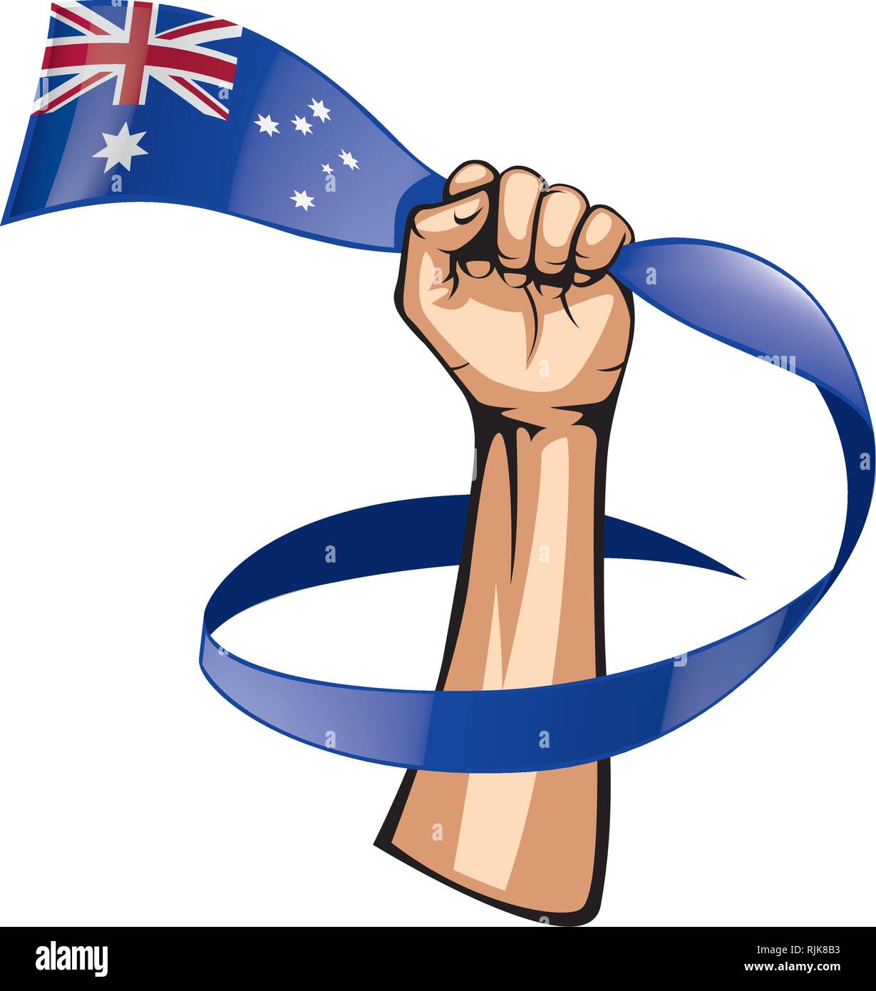 Australia flag and hand on white background. Vector illustration Stock ...