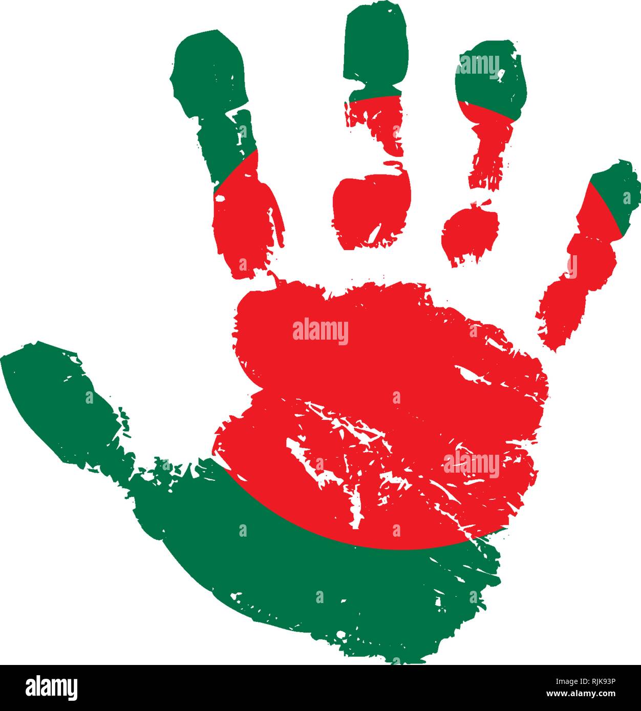 Bangladesh flag and hand on white background. Vector illustration Stock ...