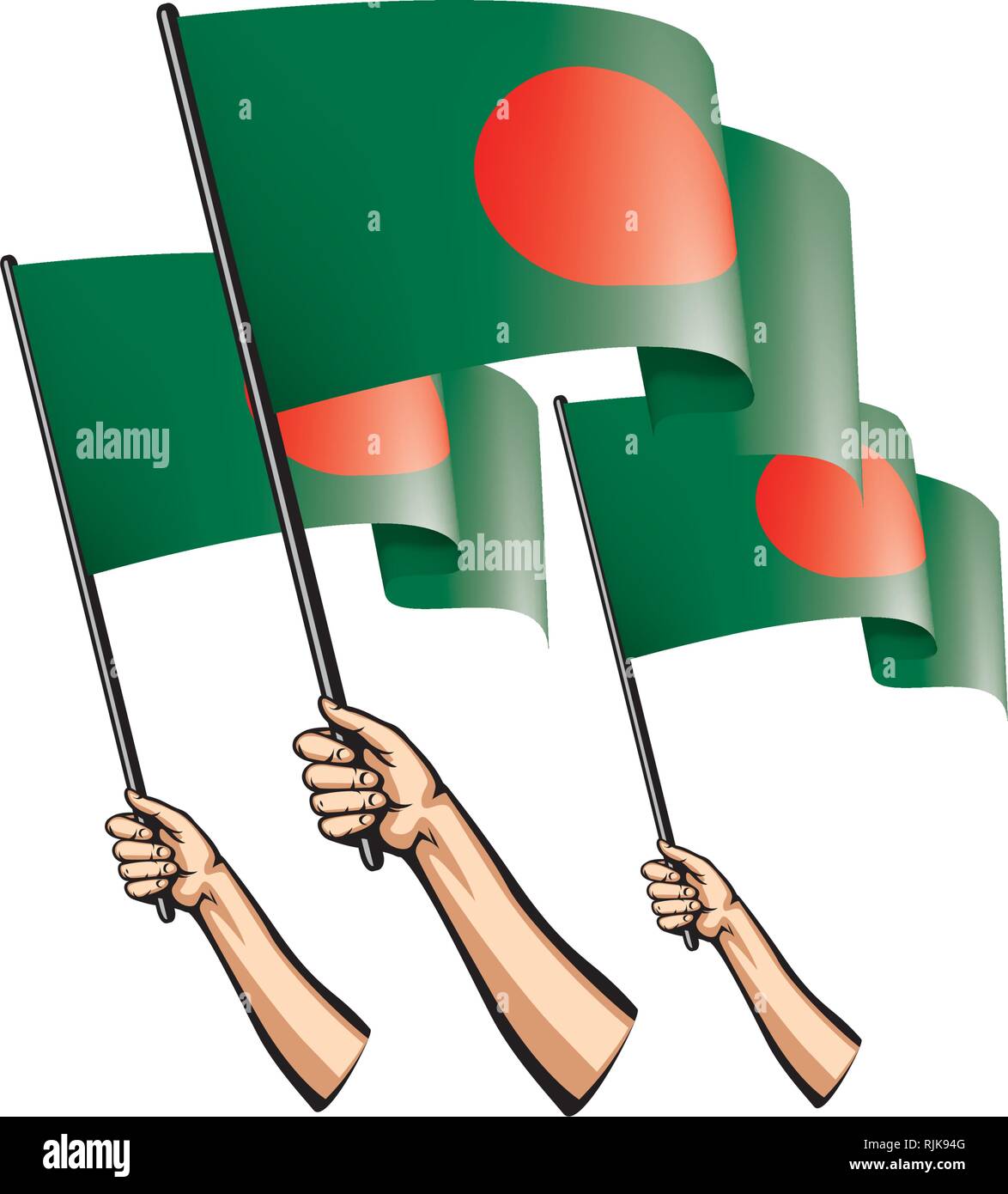 Bangladesh flag and hand on white background. Vector illustration Stock ...
