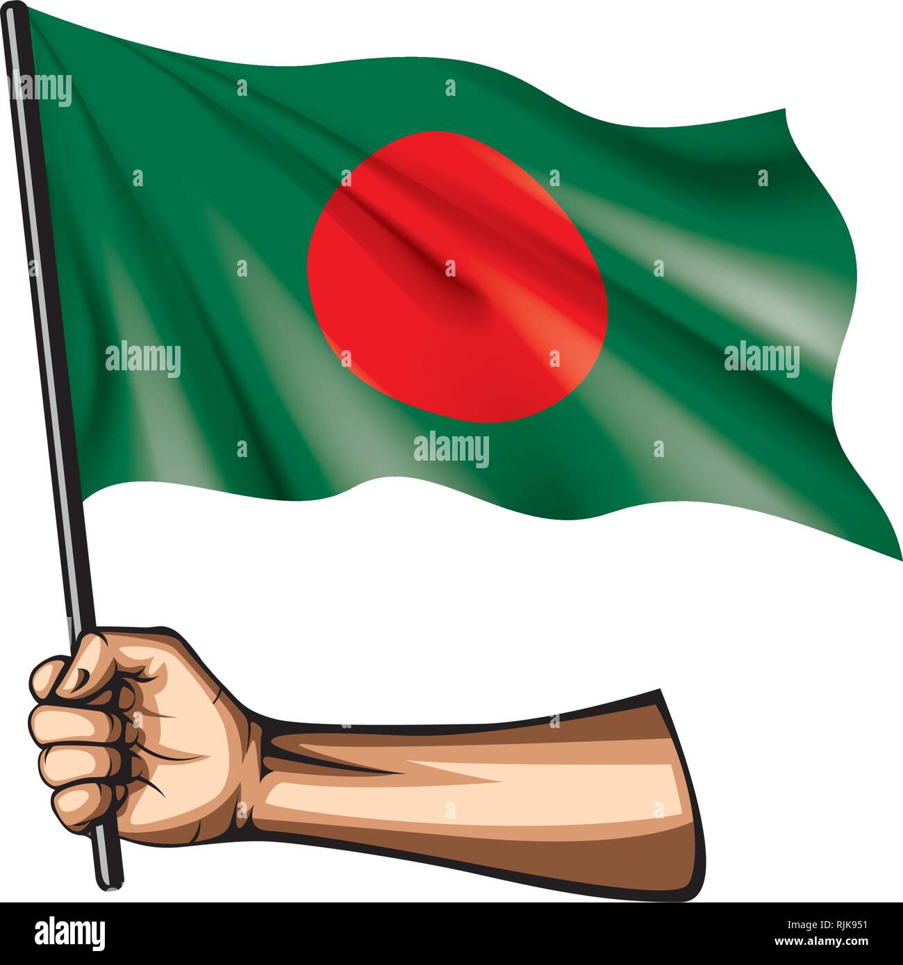 Bangladesh flag and hand on white background. Vector illustration Stock ...