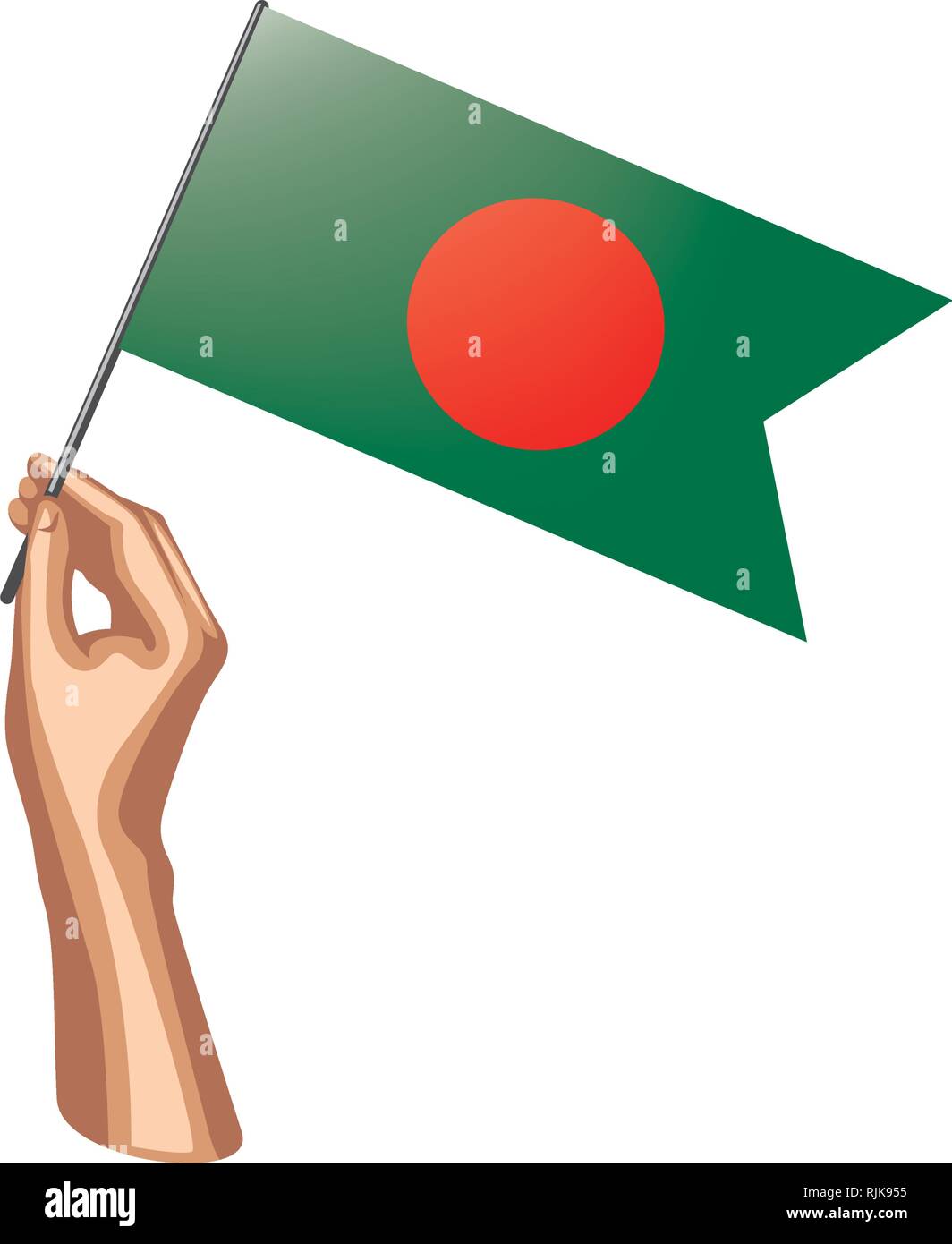 Bangladesh flag and hand on white background. Vector illustration Stock ...