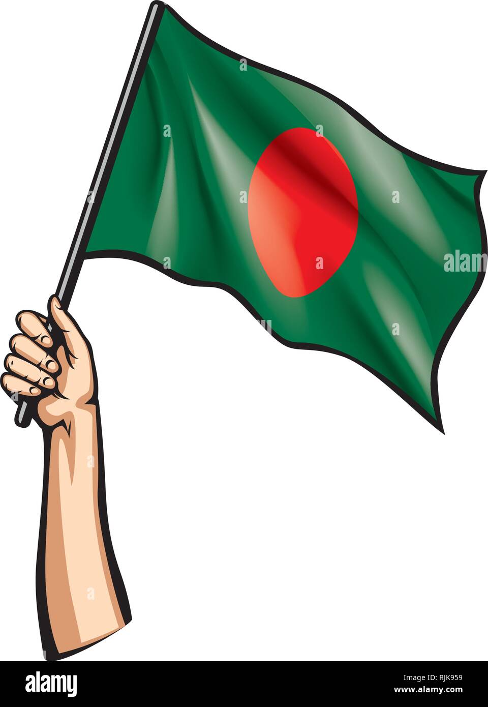 Bangladesh flag and hand on white background. Vector illustration Stock ...