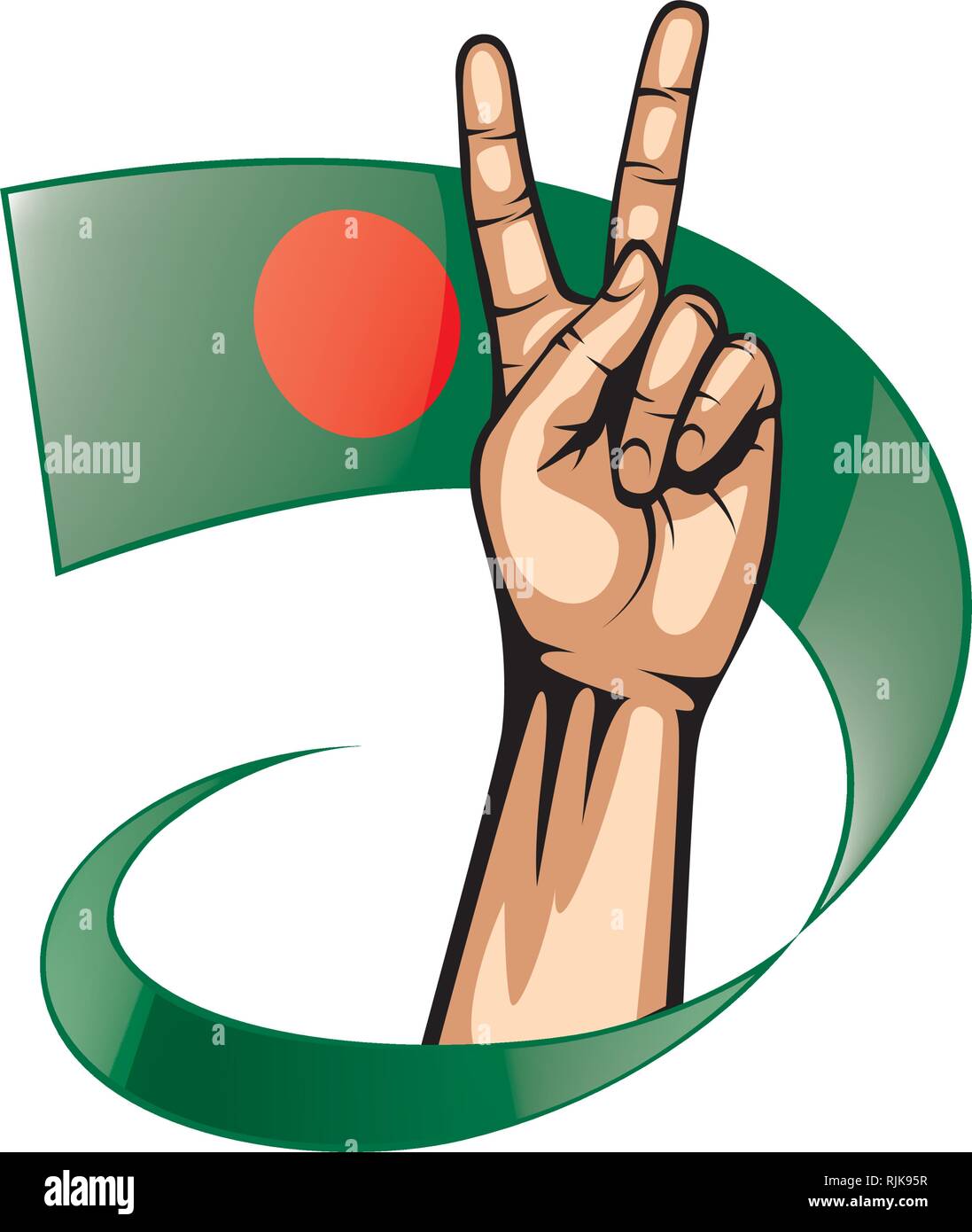 Bangladesh flag and hand on white background. Vector illustration Stock ...