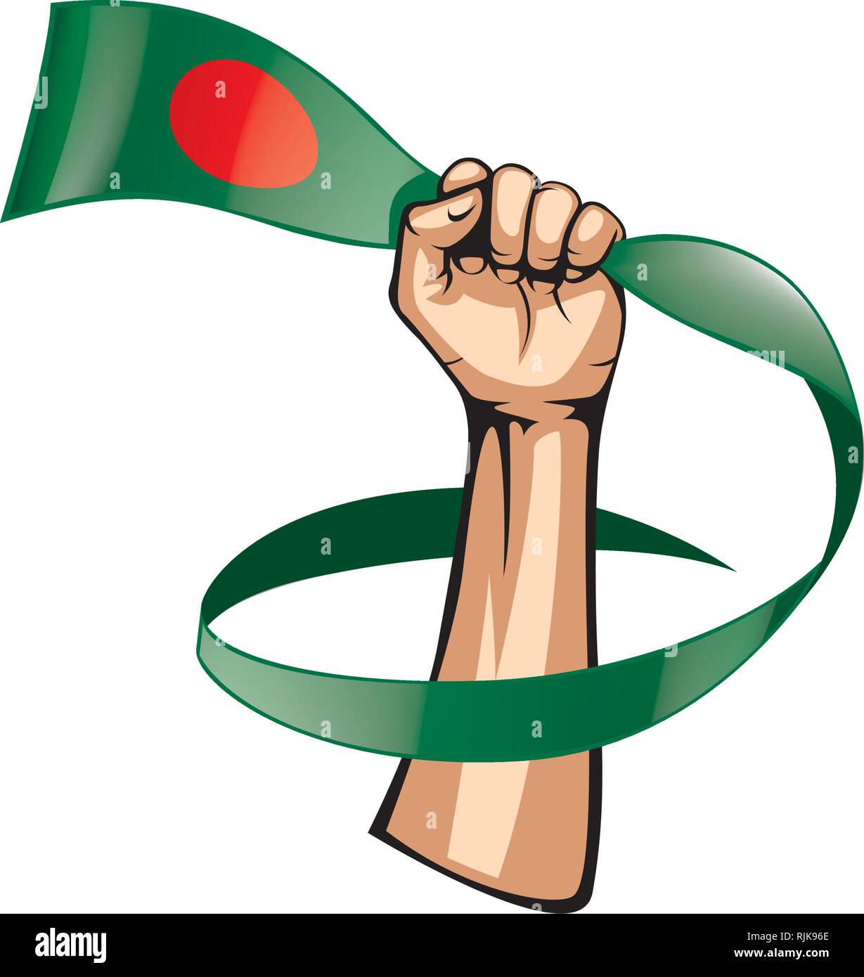 Bangladesh flag and hand on white background. Vector illustration Stock ...