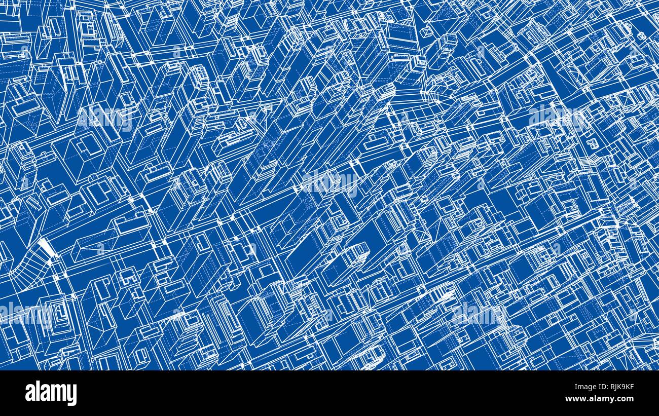 Wire-frame City, Blueprint Style Stock Vector Image & Art - Alamy