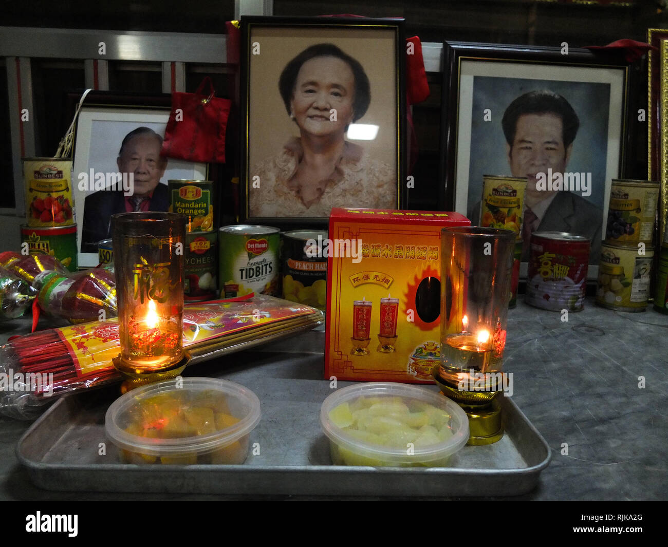 Buddhist food offering altar hi-res stock photography and images - Alamy