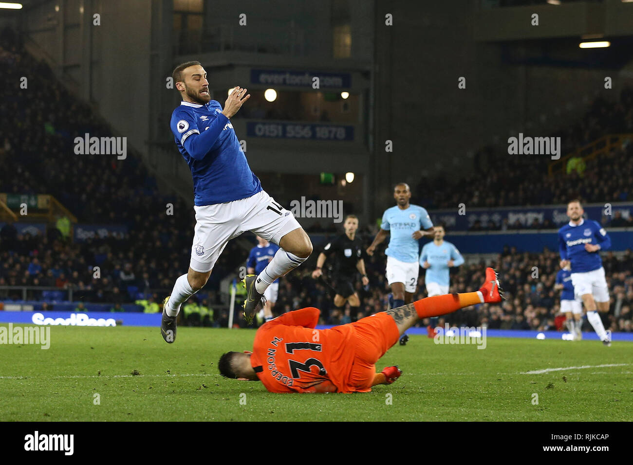 Liverpool, UK. 06th Feb, 2019. Manchester City Goalkeeper Ederson ...
