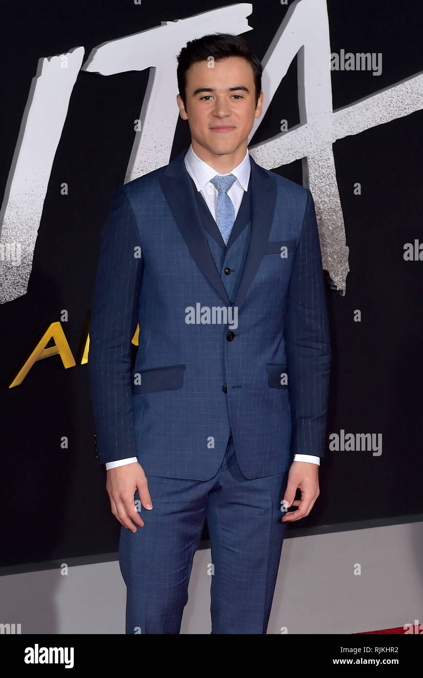 Keean Johnson at the premiere of the movie 'Alita: Battle Angel' at the ...