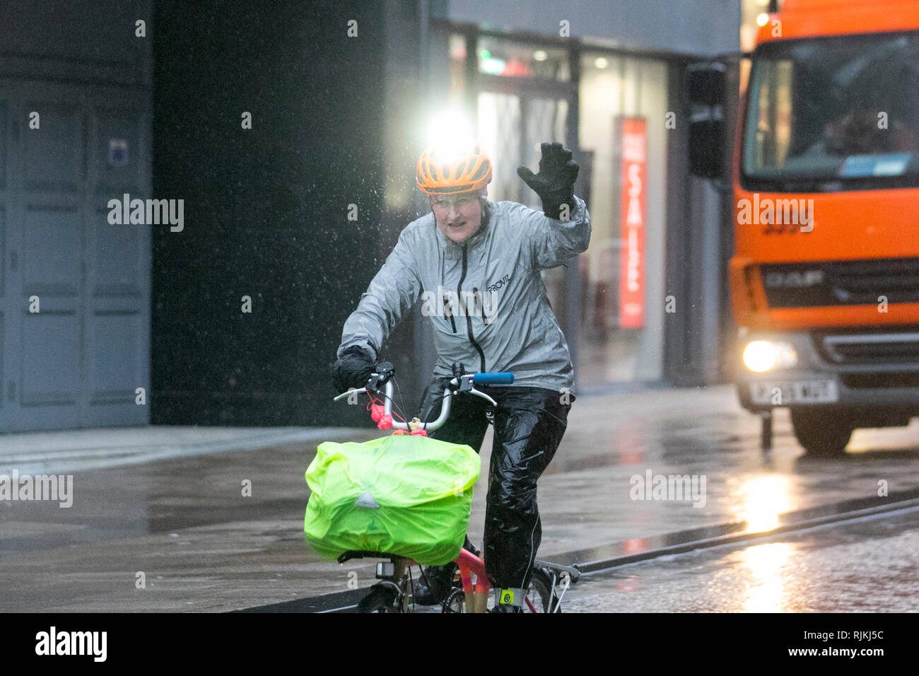 Preston, Lancashire. 7th February, 2019. UK Weather. Cold, wet and ...
