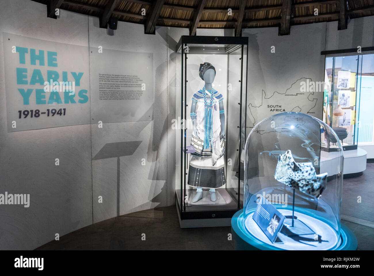 London, UK. 7 February 2019. A replica of a traditional rondavel set ...