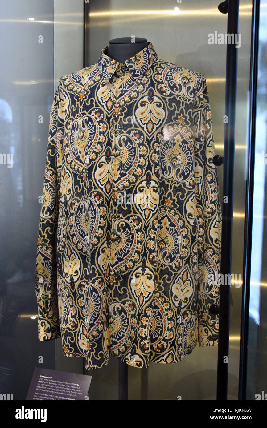 London, UK. 7th Feb 2019. Nelson Mandela's hand-printed batik Madiba ...