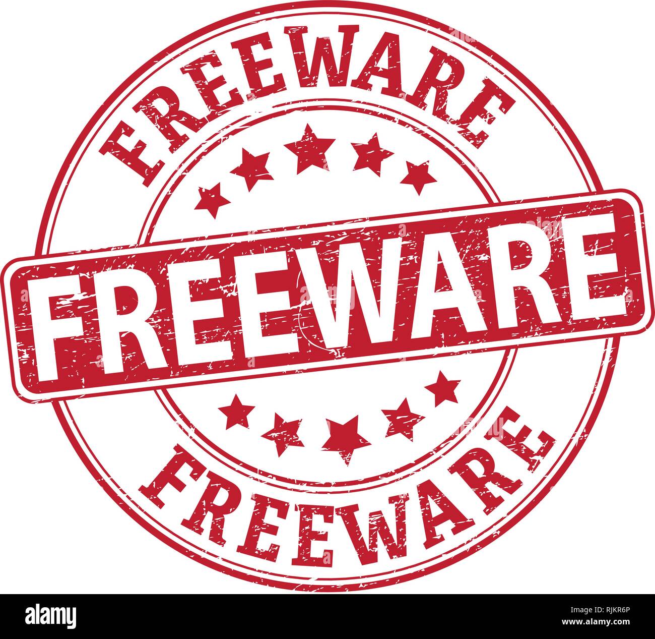 red rubber web stamp with stars on white background Stock Vector Image ...