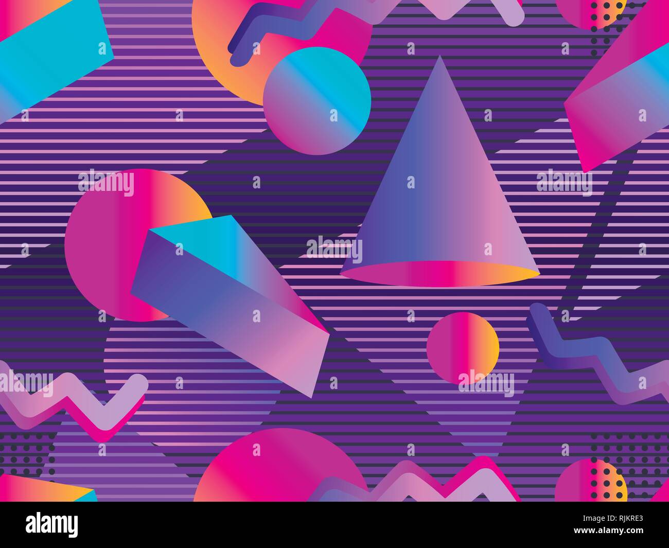 Retro futurism seamless pattern. Geometric elements memphis in the ...