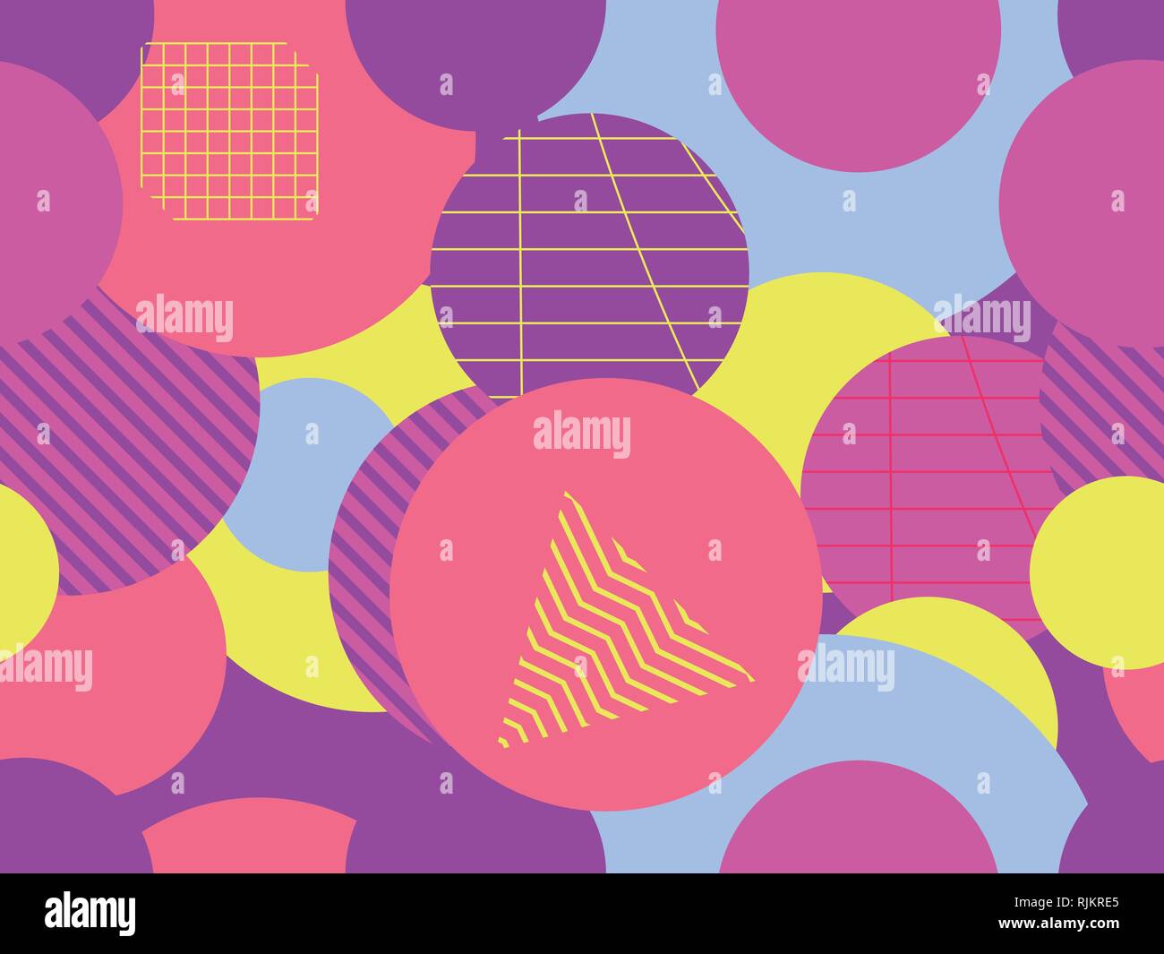 Seamless pattern with circles. Futurism retro background in style 1980s ...