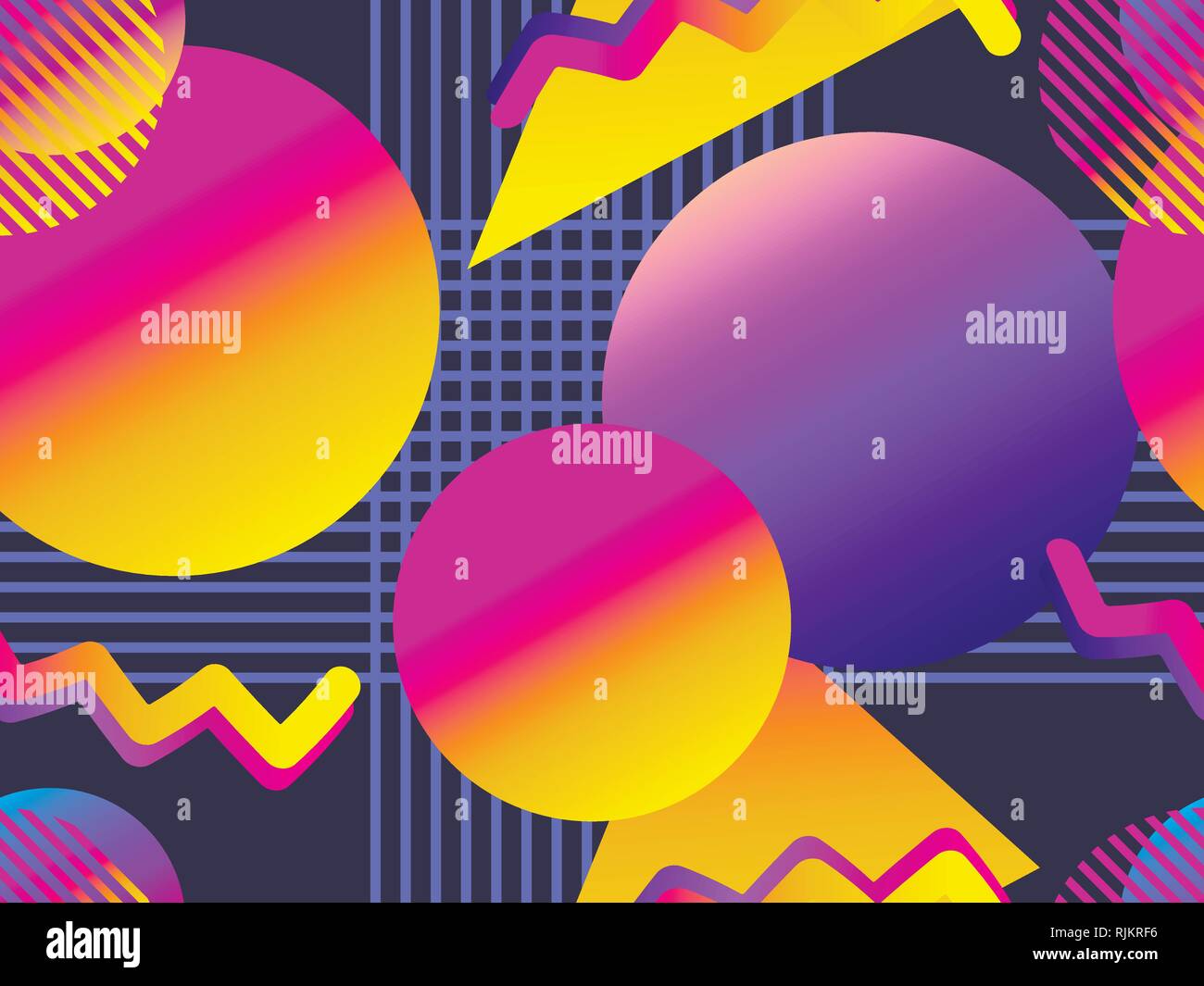 Seamless pattern with geometric objects in the memphis style of the 80s ...