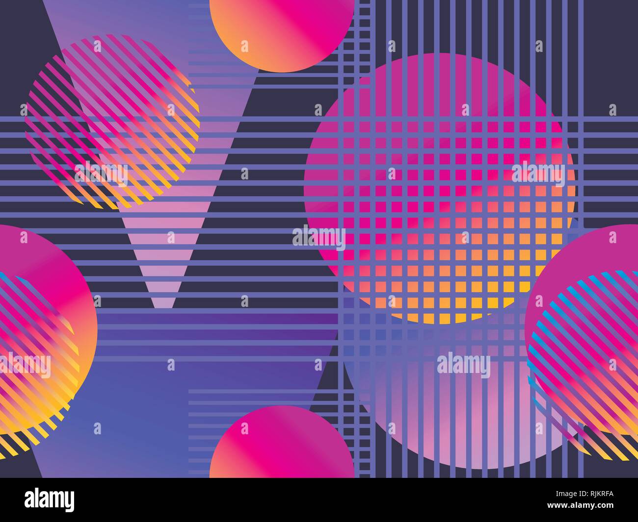 Seamless pattern with geometric objects in the memphis style of the 80s ...