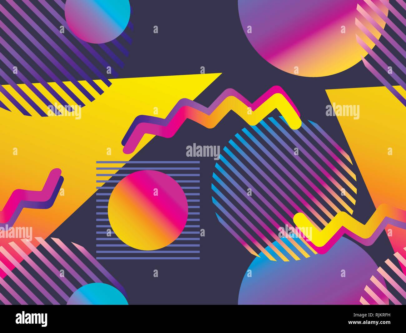 Seamless pattern with geometric objects in the memphis style of the 80s ...