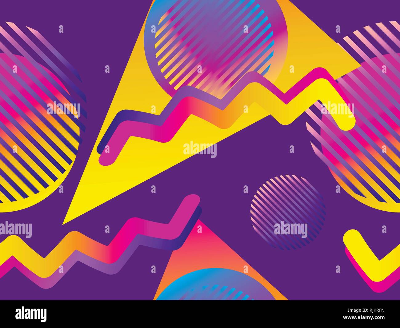 Seamless pattern with geometric objects in the memphis style of the 80s ...