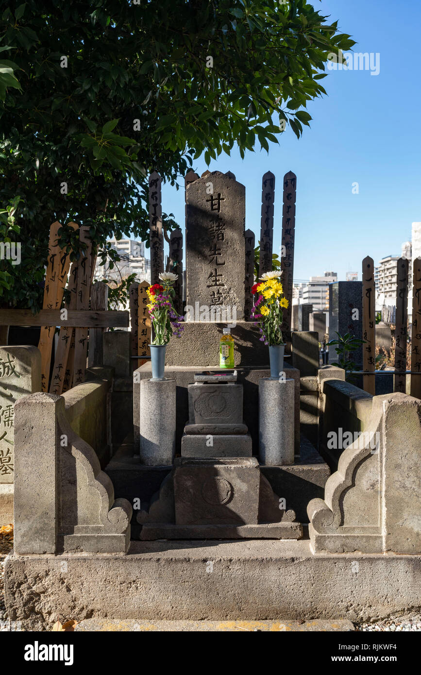 Tomb of Konyo Aoki (1698 - 1769 ), Ryusenji temple known as Meguro Fudo ...