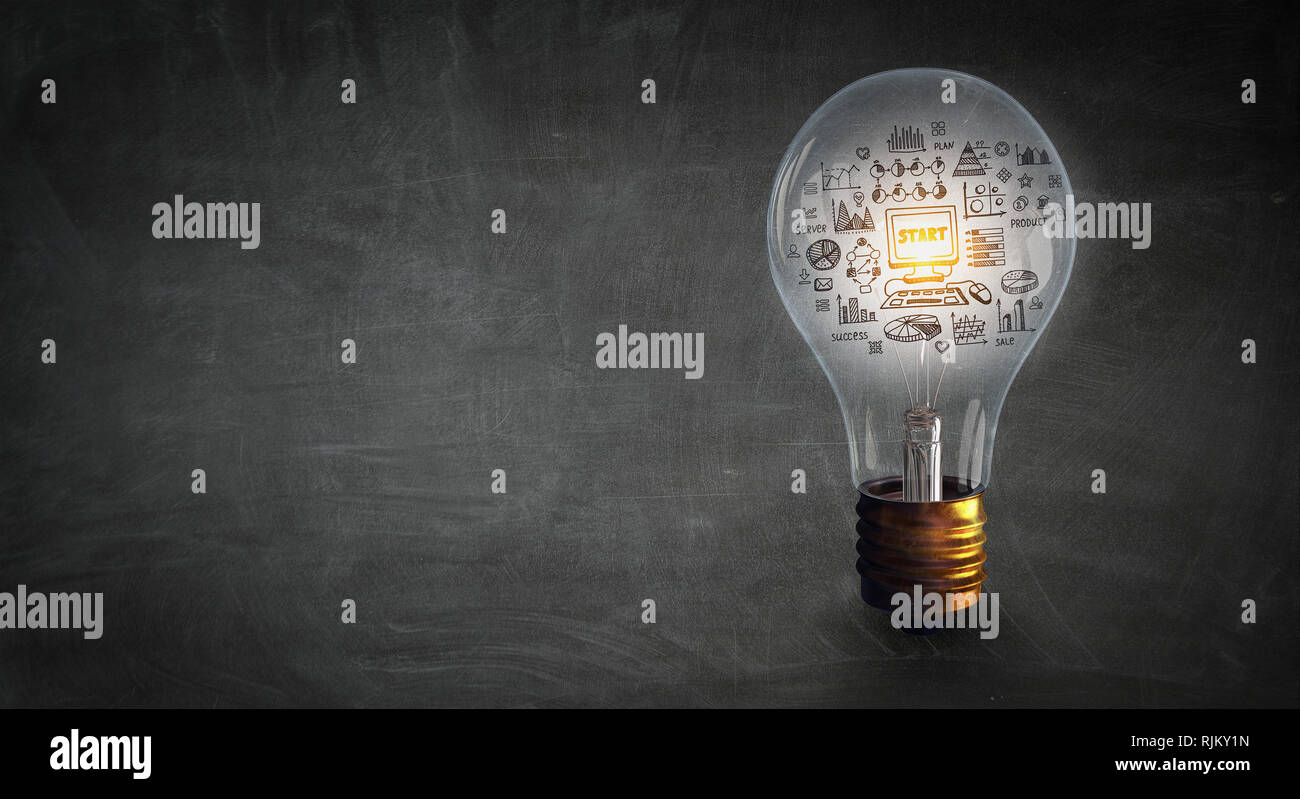 Glowing light bulb as symbol for success idea Stock Photo - Alamy