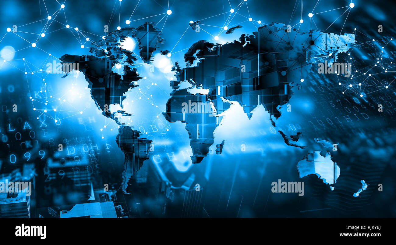Glass world map as concept for globalization and connection. 3d ...