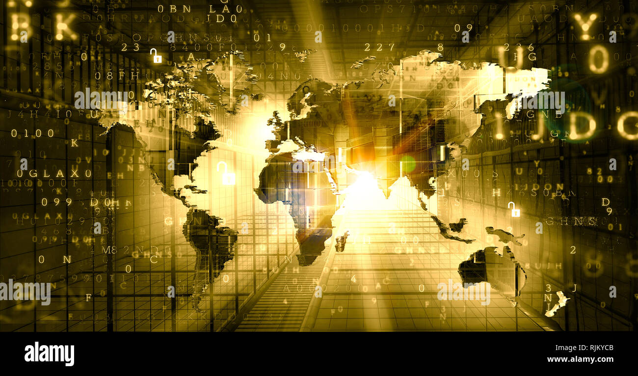 Glass world map as concept for globalization and connection. 3d ...