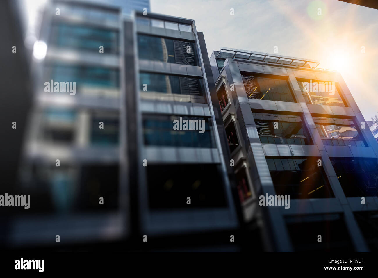 Media user interface with graphs and diagrams on modern cityscape Stock ...