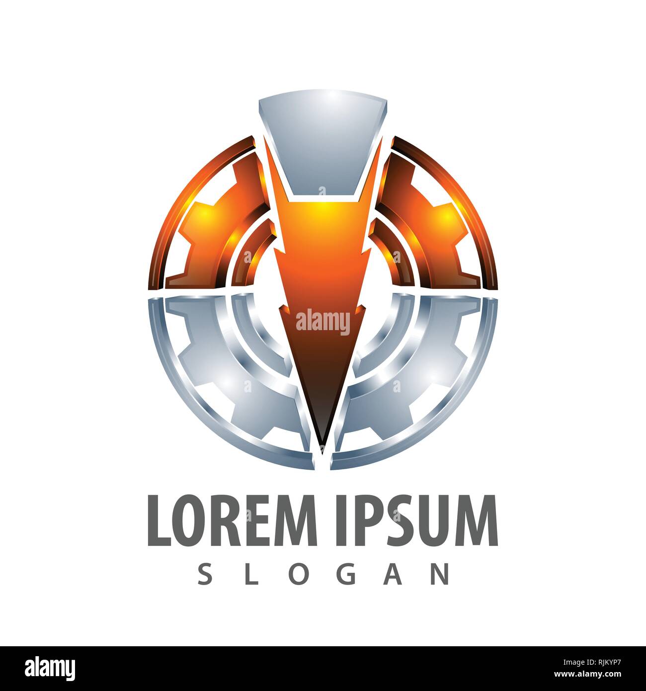 3D arrow gear logo concept design. Symbol graphic template element ...