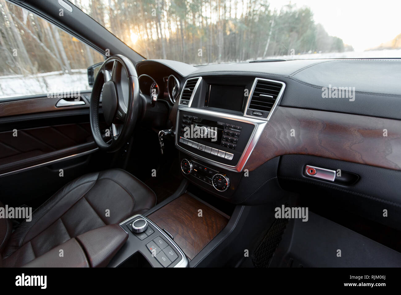 Simple yet stylish and balanced interior of a modern car Stock Photo ...