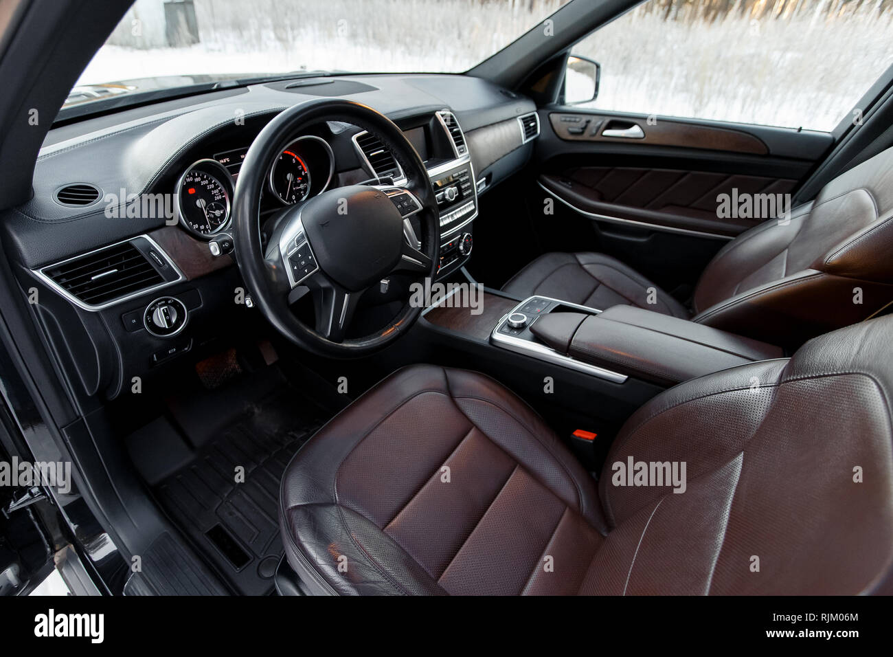 Simple yet stylish and balanced interior of a modern car Stock Photo ...