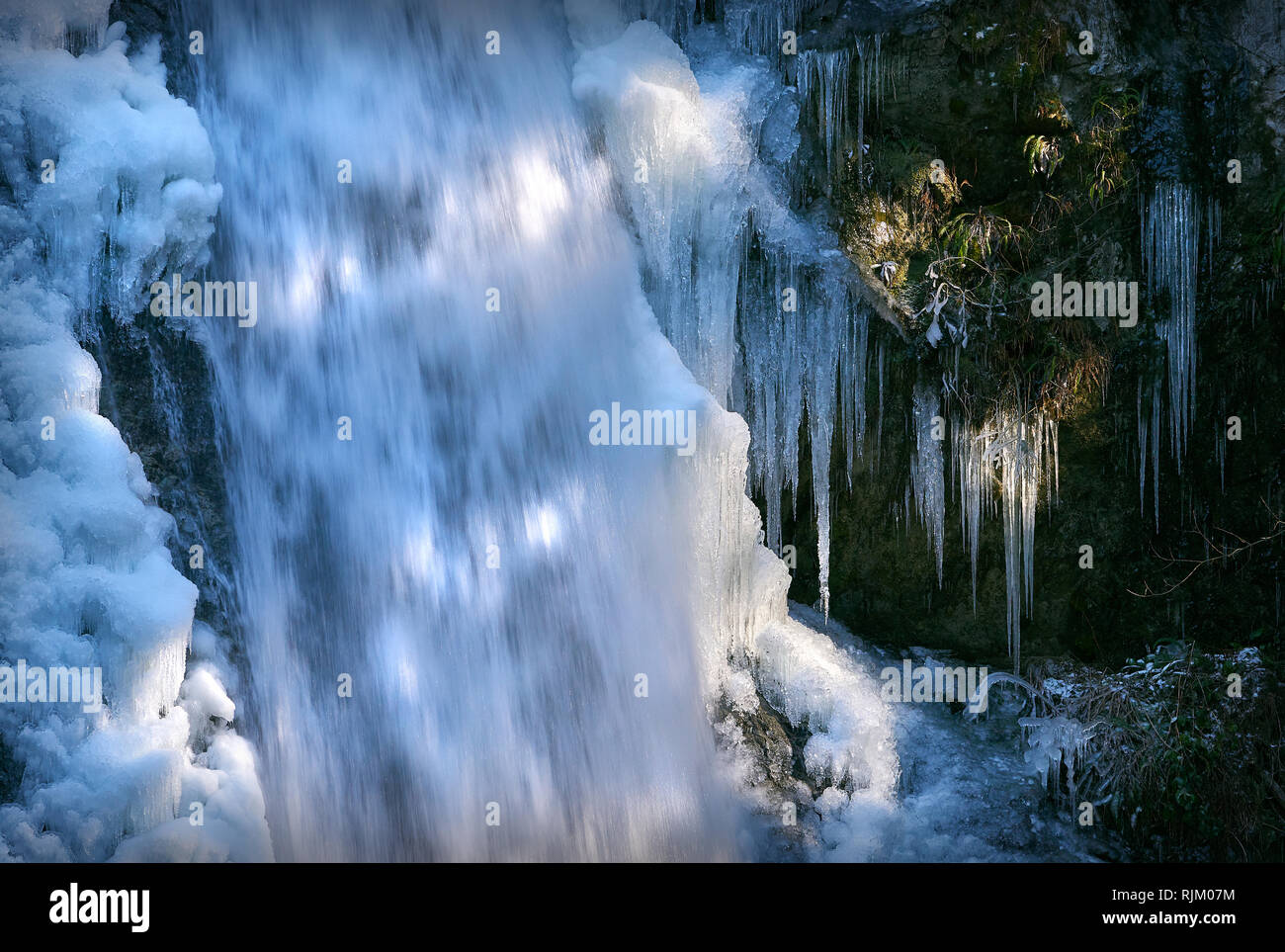 Cascade Falls Icicles. Cascade Falls winter ice. Located near Mission ...